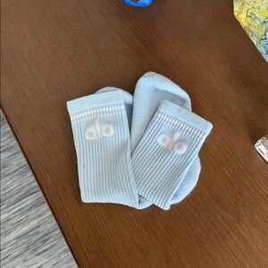 ALO Yoga | Accessories | Alo Throwback Socks In Powder Blue And White ...
